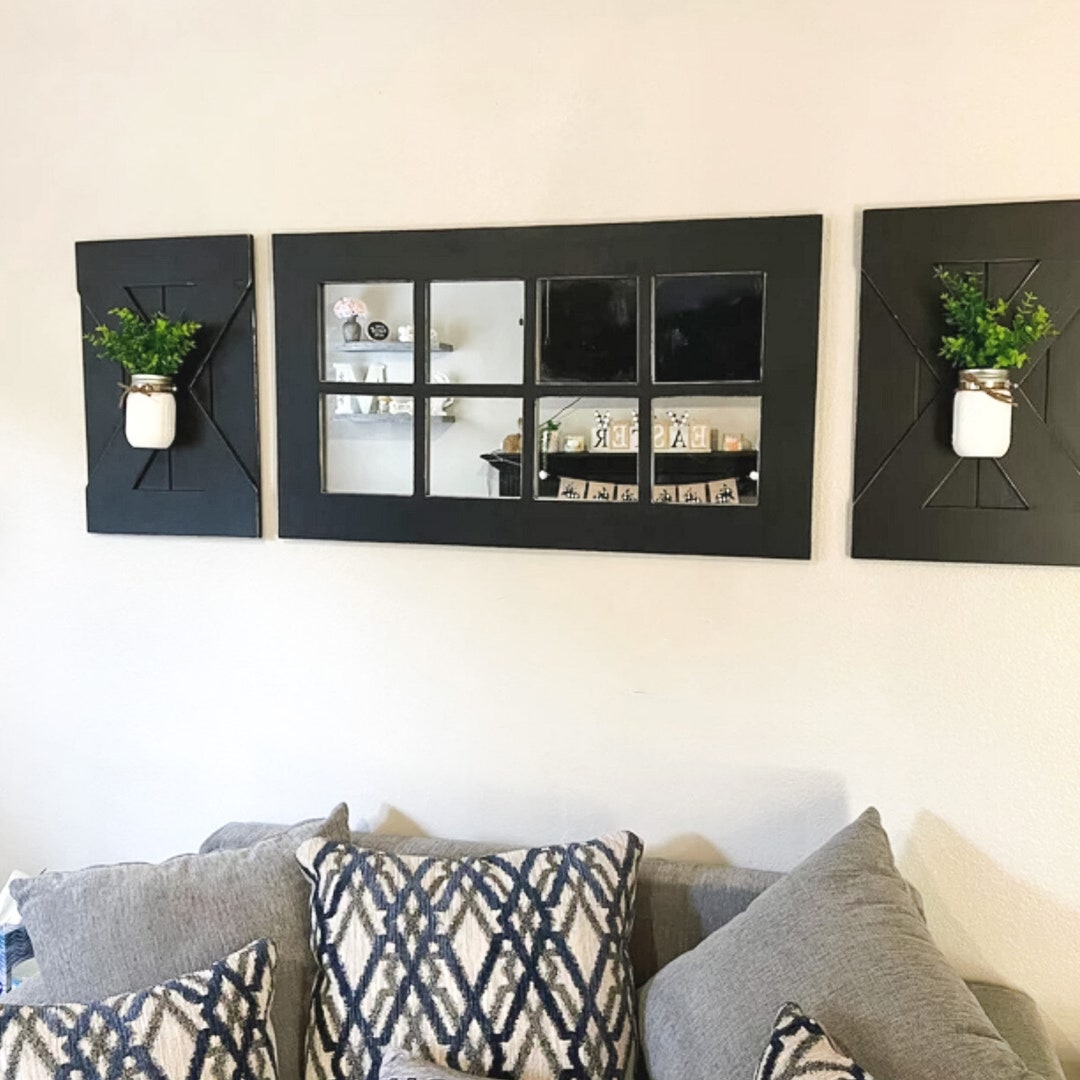 8 Pane Farmhouse Wall Decor Window Mirror, Rustic Window Mirror, Rustic ...