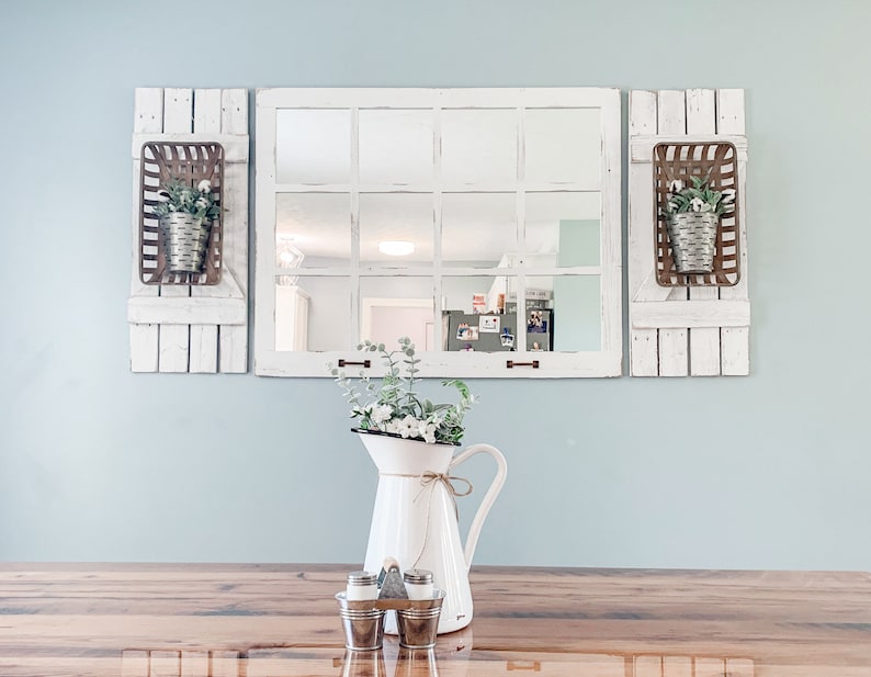 Mirror and Shutter Decor Set Bedroom Decor Bathroom Wall - Etsy