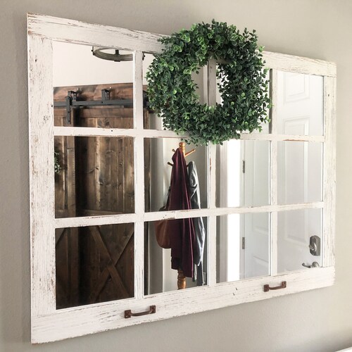 8 Pane Farmhouse Wall Decor Window Mirror Rustic Window - Etsy