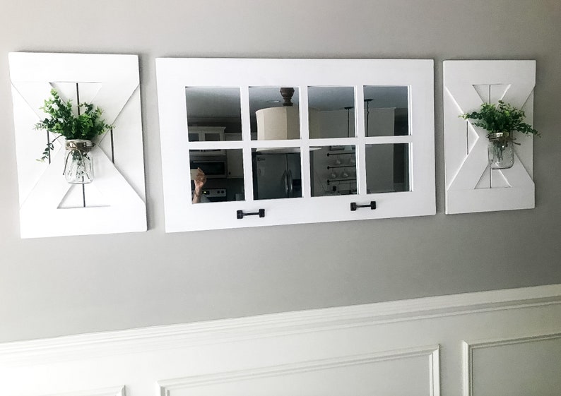 8 Pane Farmhouse Wall Decor Window Mirror - Rustic Window Mirror ...