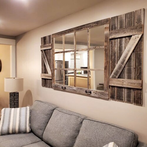 8 Pane Farmhouse Wall Decor Window Mirror Rustic Window - Etsy