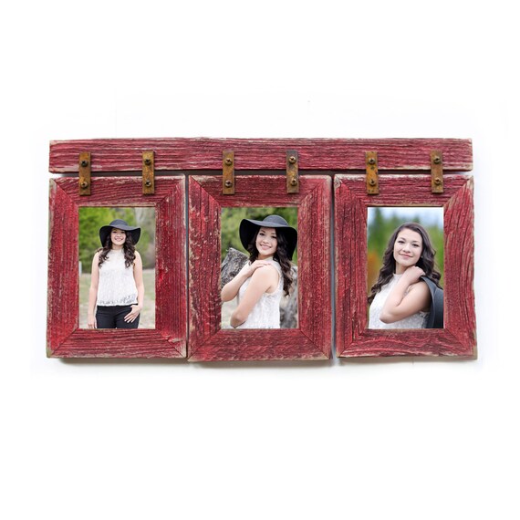 2 Barnwood Collage Frame 3 8x10 Multi Opening Frame rustic Picture Frames reclaimed cottage Chic collage Frame Poppy Wedding Etsy