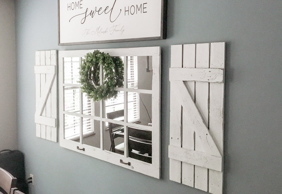 Mirror Shutters Farmhouse Wall Decor Farmhouse Decor Living - Etsy