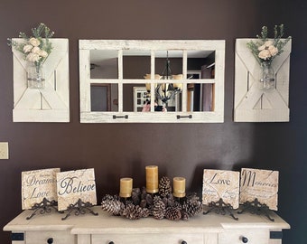 8 Pane Farmhouse Wall Decor Window Mirror Rustic Window | Etsy