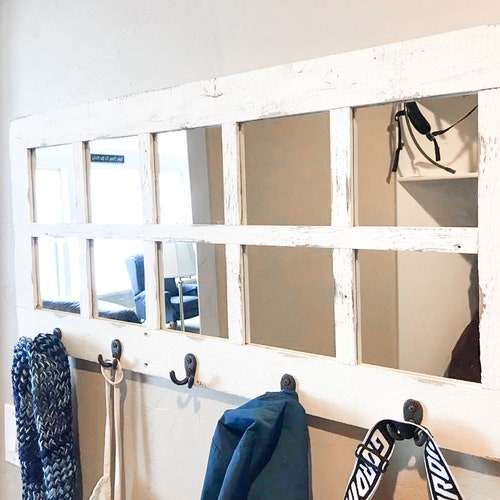 10 Pane Farmhouse Wall Decor Window Mirror Rustic Window | Etsy