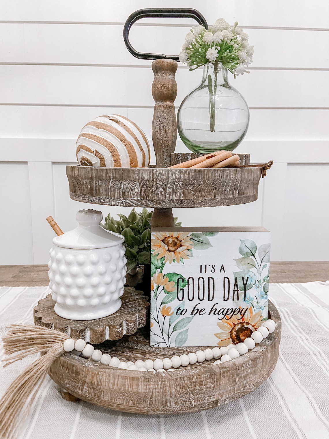 Two Tiered Tray Tiered Tray Decor Farmhouse Tiered Tray - Etsy