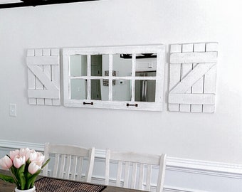 8 Pane Farmhouse Wall Decor Window Mirror Rustic Window | Etsy