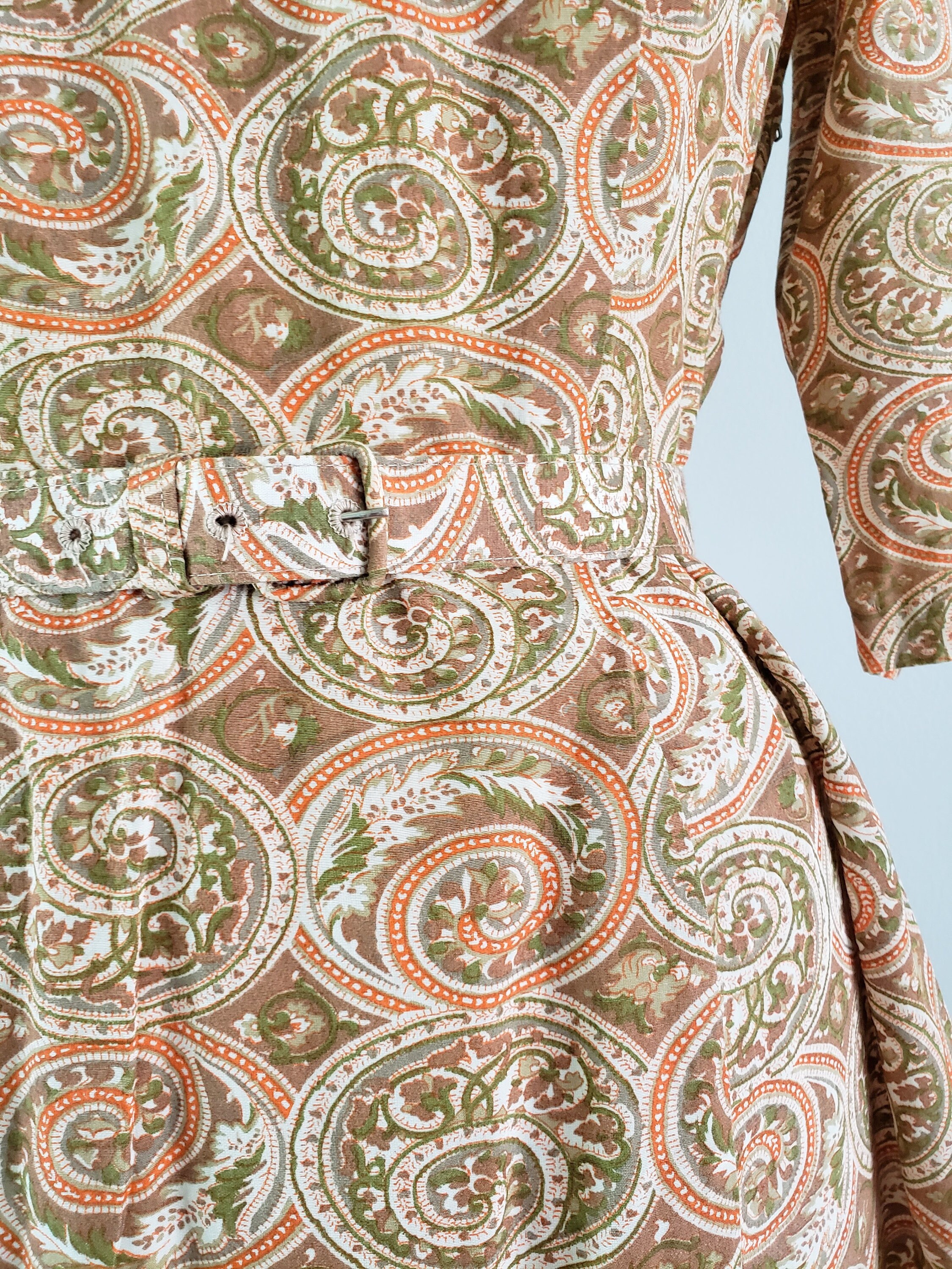 Vintage 1960s Dress / Spiral Shell Pattern / Cotton Day Dress | Etsy