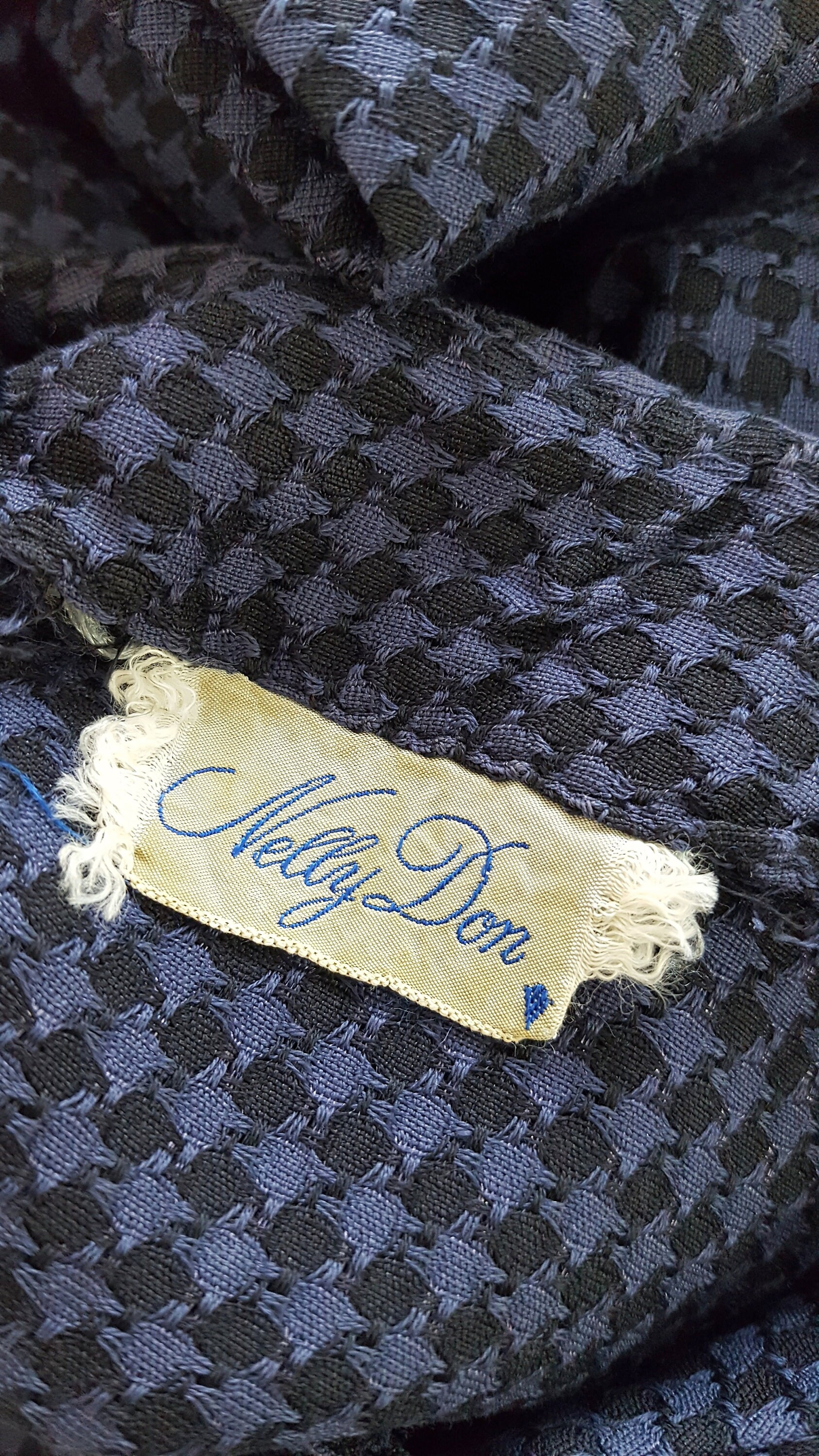 Vintage 1960s Nelly Don Dress / Blue and Black Houndstooth / | Etsy