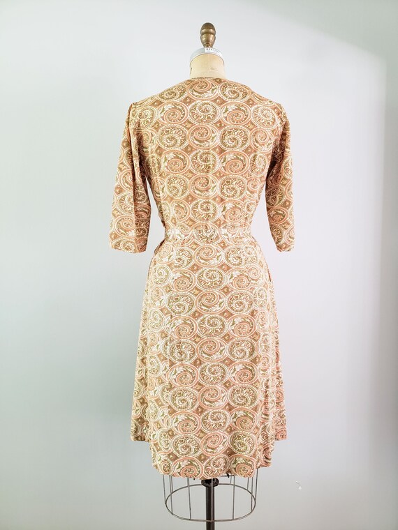 Vintage 1960s Dress / Spiral Shell Pattern / Cotton D… - Gem