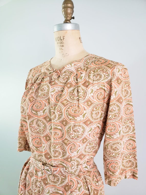 Vintage 1960s Dress / Spiral Shell Pattern / Cotton D… - Gem