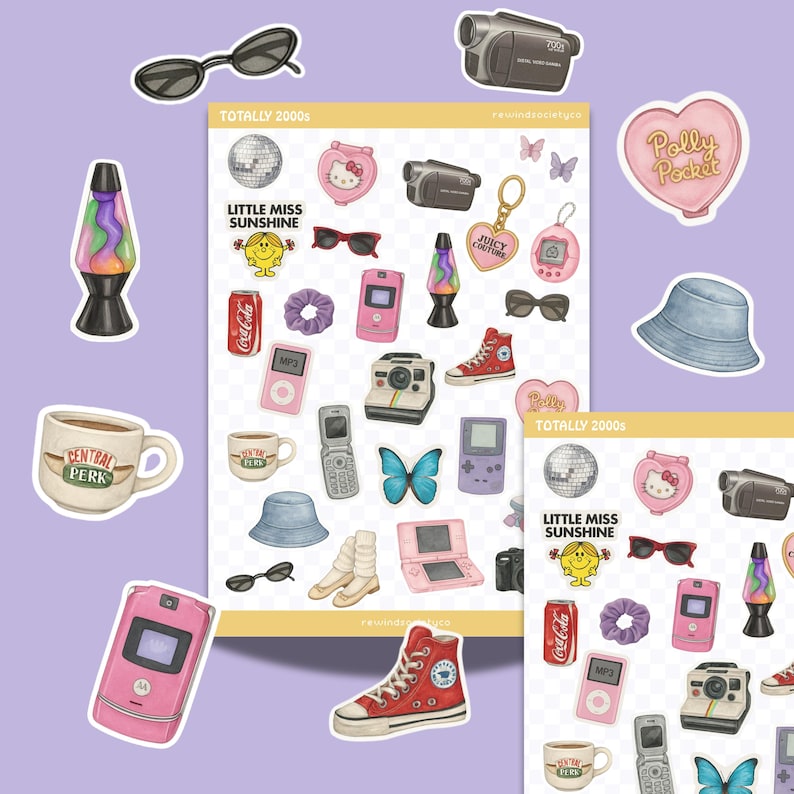 Totally 2000s Sticker Sheet | Y2K Nostalgia Stickers | 00s Aesthetic ...