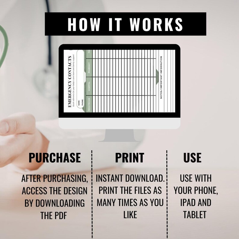 Emergency Contact Sheet Printable | Baby Safety Info Sheet | NICU ...
