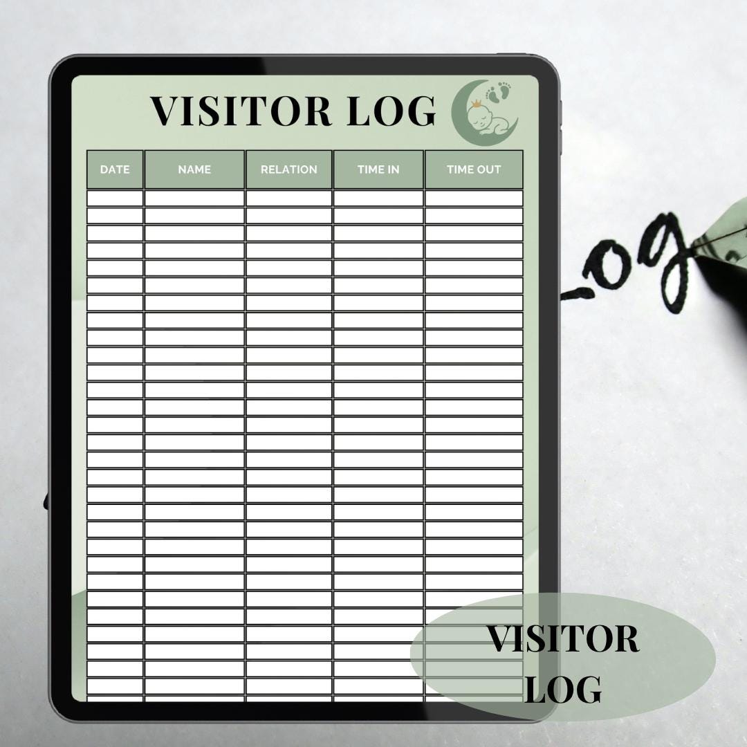 Baby Visitor Log Printable | NICU Newborn Tracker (PDF) - Etsy