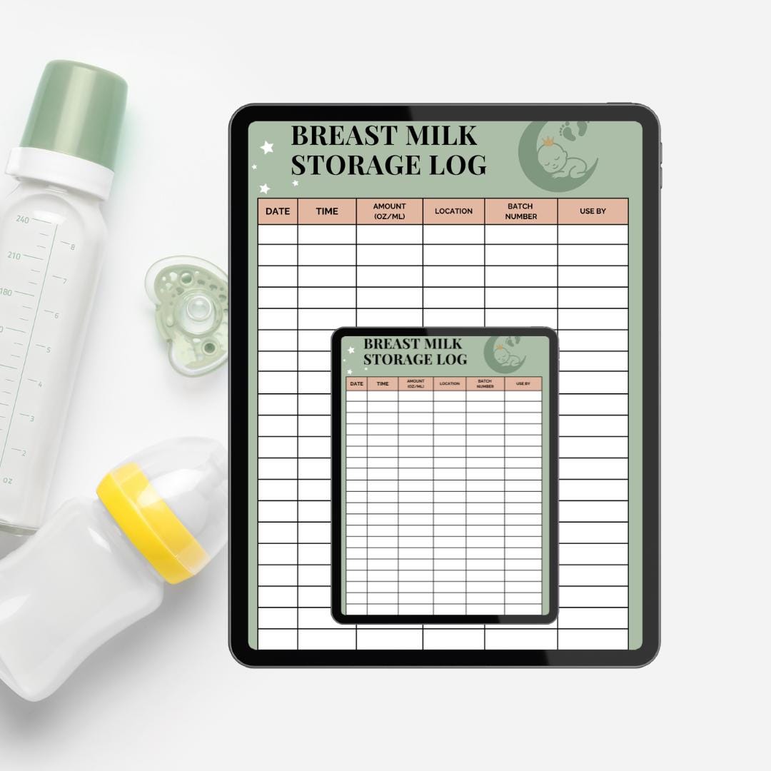Breast Milk Storage Log Printable | Pumping Tracker (PDF) - Etsy