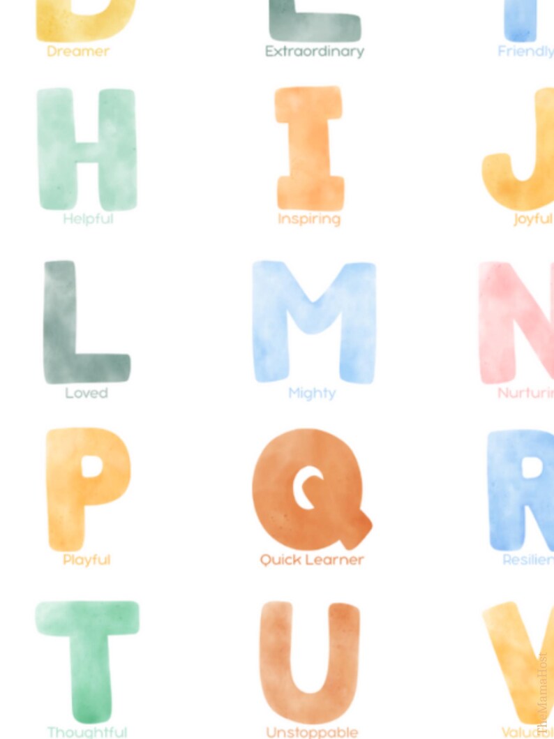 Alphabet Affirmation Poster: ABC Nursery Print - Positive Learning ...