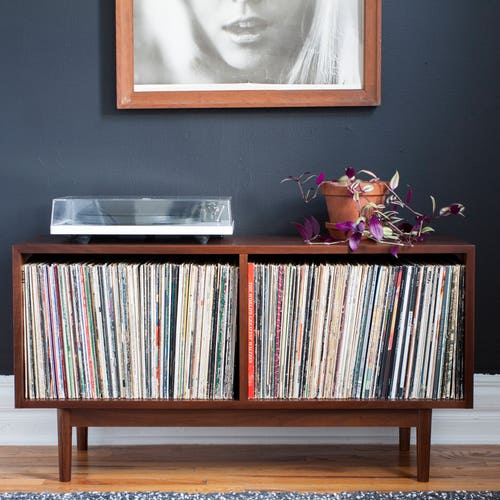 Two Tier Vinyl Record Cabinet Record Storage DJ Cabinet - Etsy