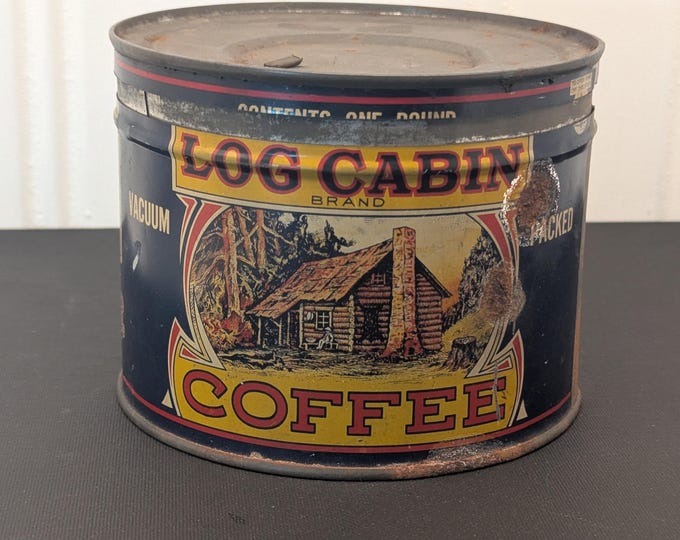 Vintage Log Cabin Coffee 1 Lb. Can. Shaffer Stores Co., Altoona, PA. - Etsy