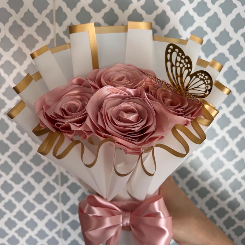 Satin Rose Bridal Bouquet - Etsy