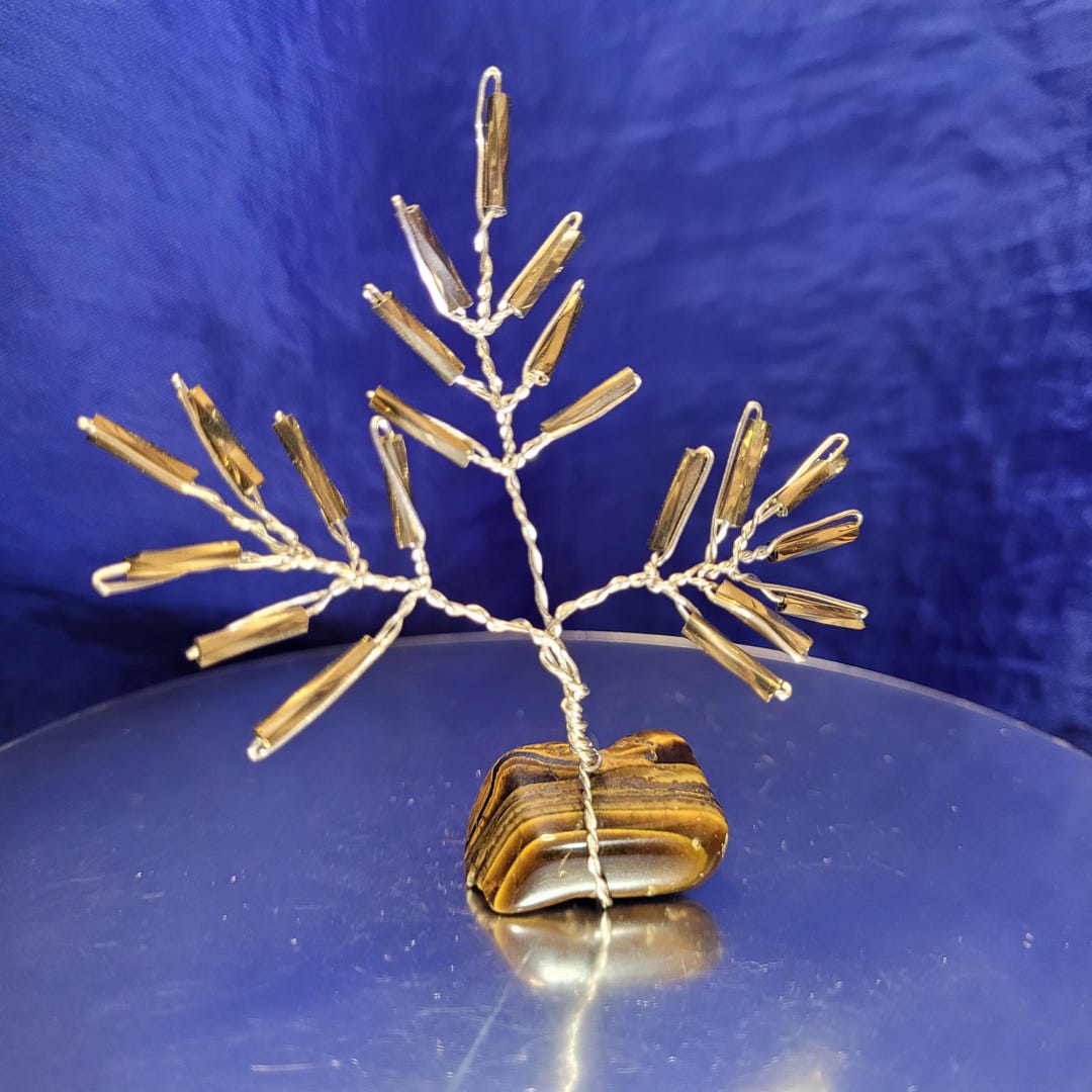 Fairy Tree of Life Sculpture: Silver Tree, Bronze Palms, Tiger's Eye ...
