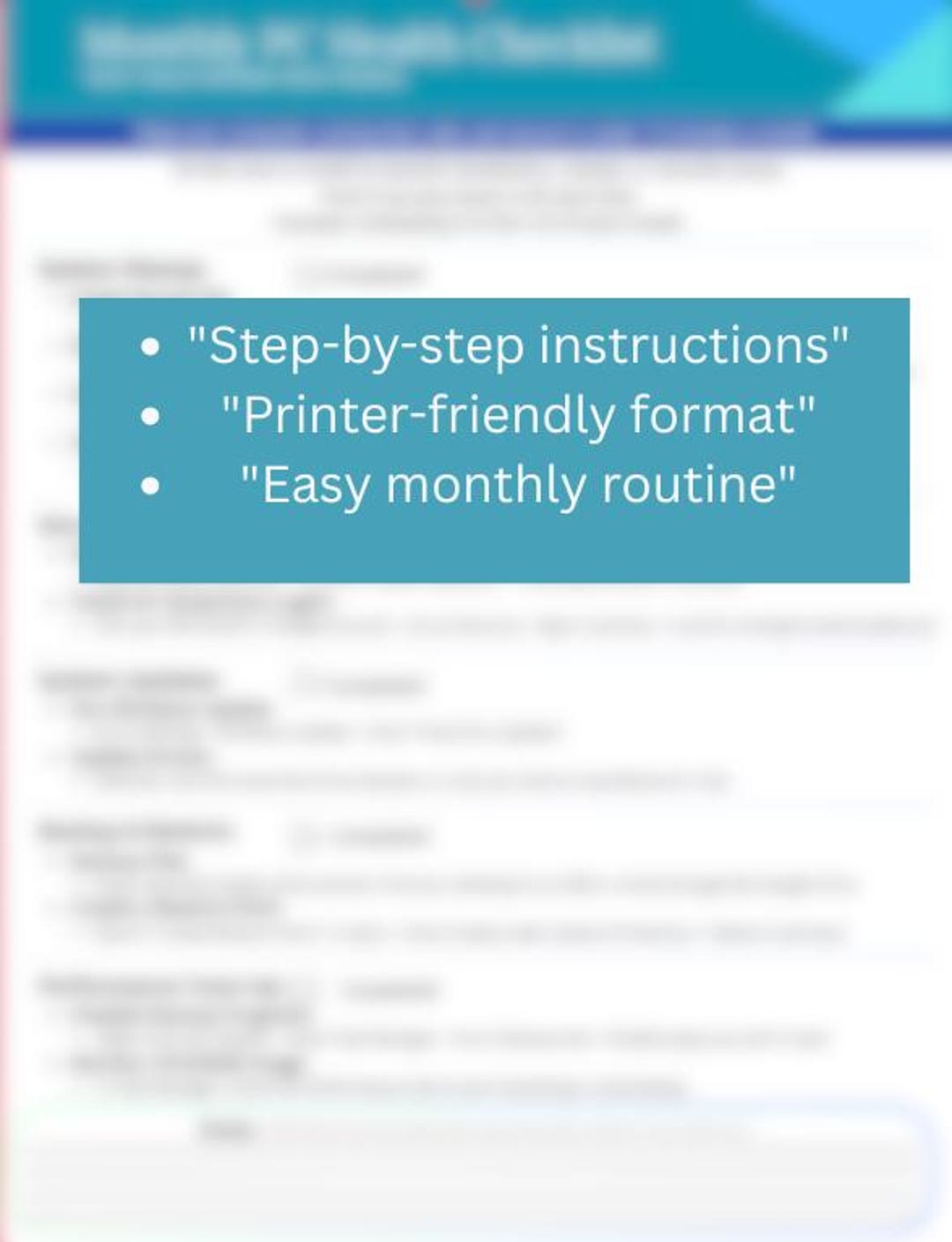 Monthly PC Health Checklist - Etsy