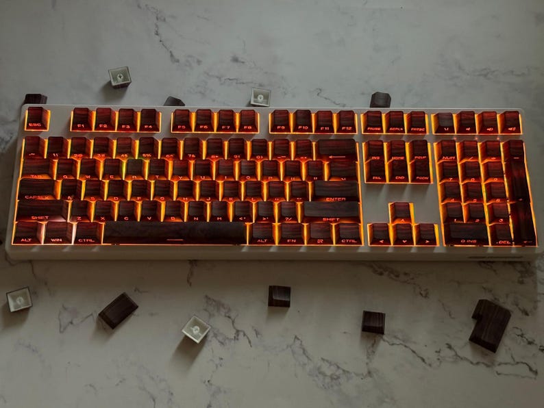 Backlit Wooden Theme Keycap Set, Side Print Keycap Set for Mechanical ...