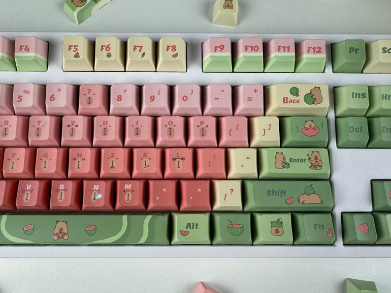 Cute Capybara Theme Keycap Set, Melon Capybara Keycaps, 127 Keys ...