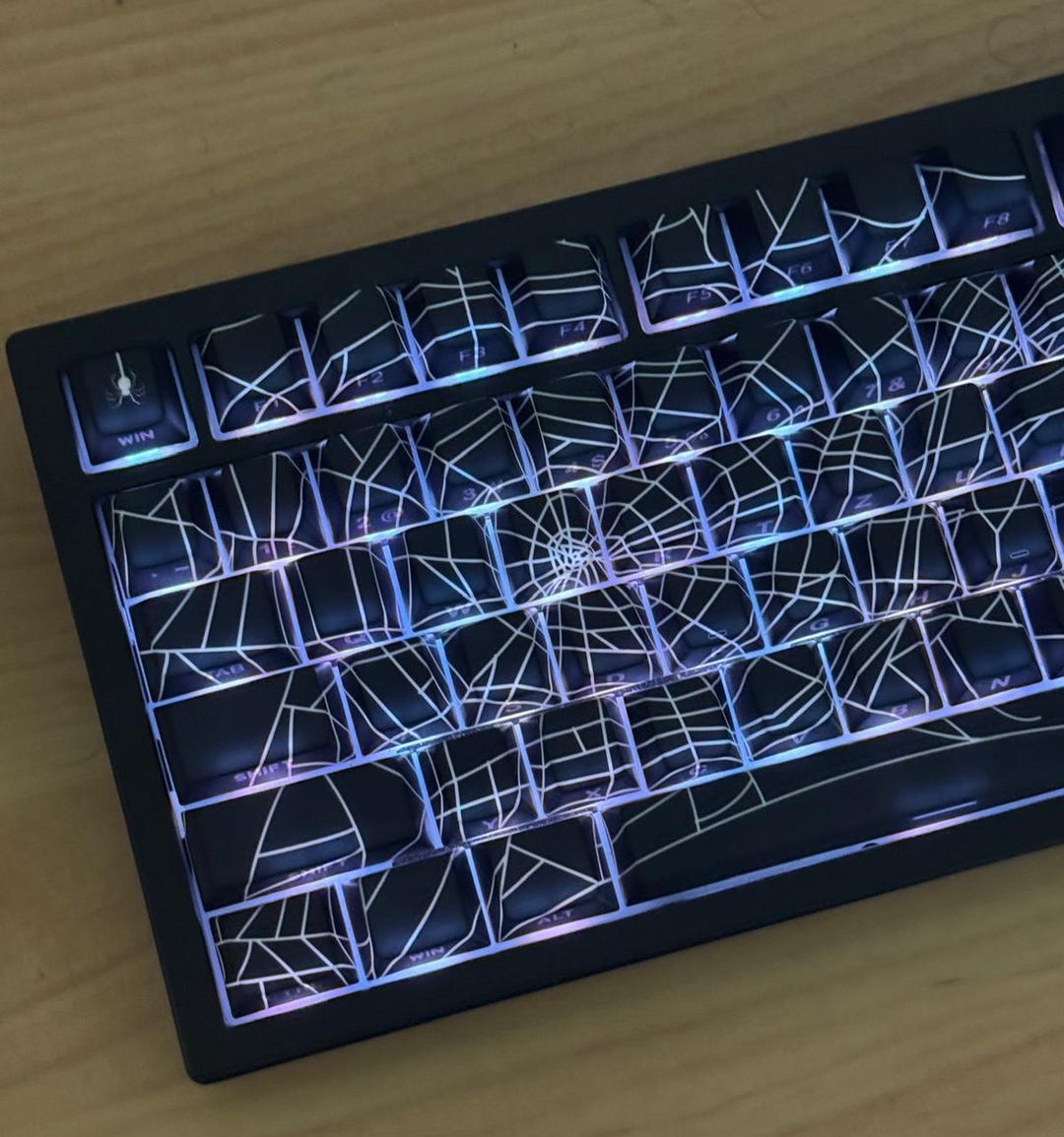 130 Keys Spider Web Keycap Set, Backlit Shine Through Keycap Set for ...