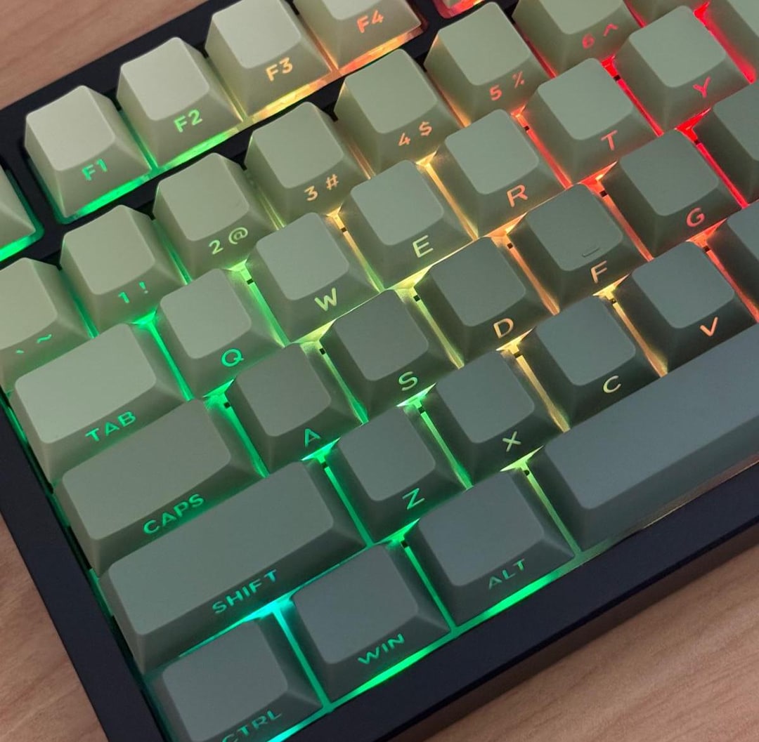 Backlit Green Keycap Set, Gradient Keycap Set for Mechanical Keyboard ...