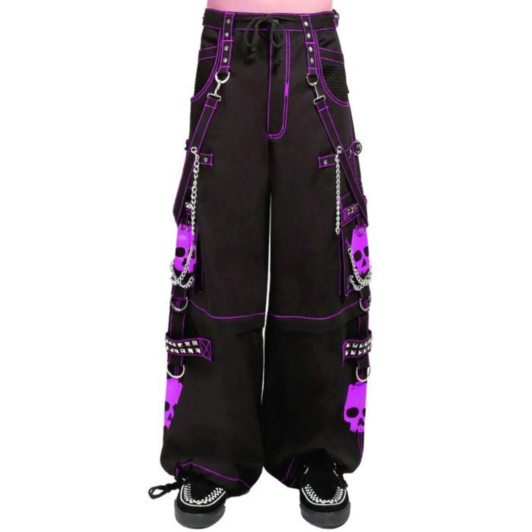 Gothic Cyberpunk Cargo Pants: Purple Skull Chains, Unisex Techwear - Etsy
