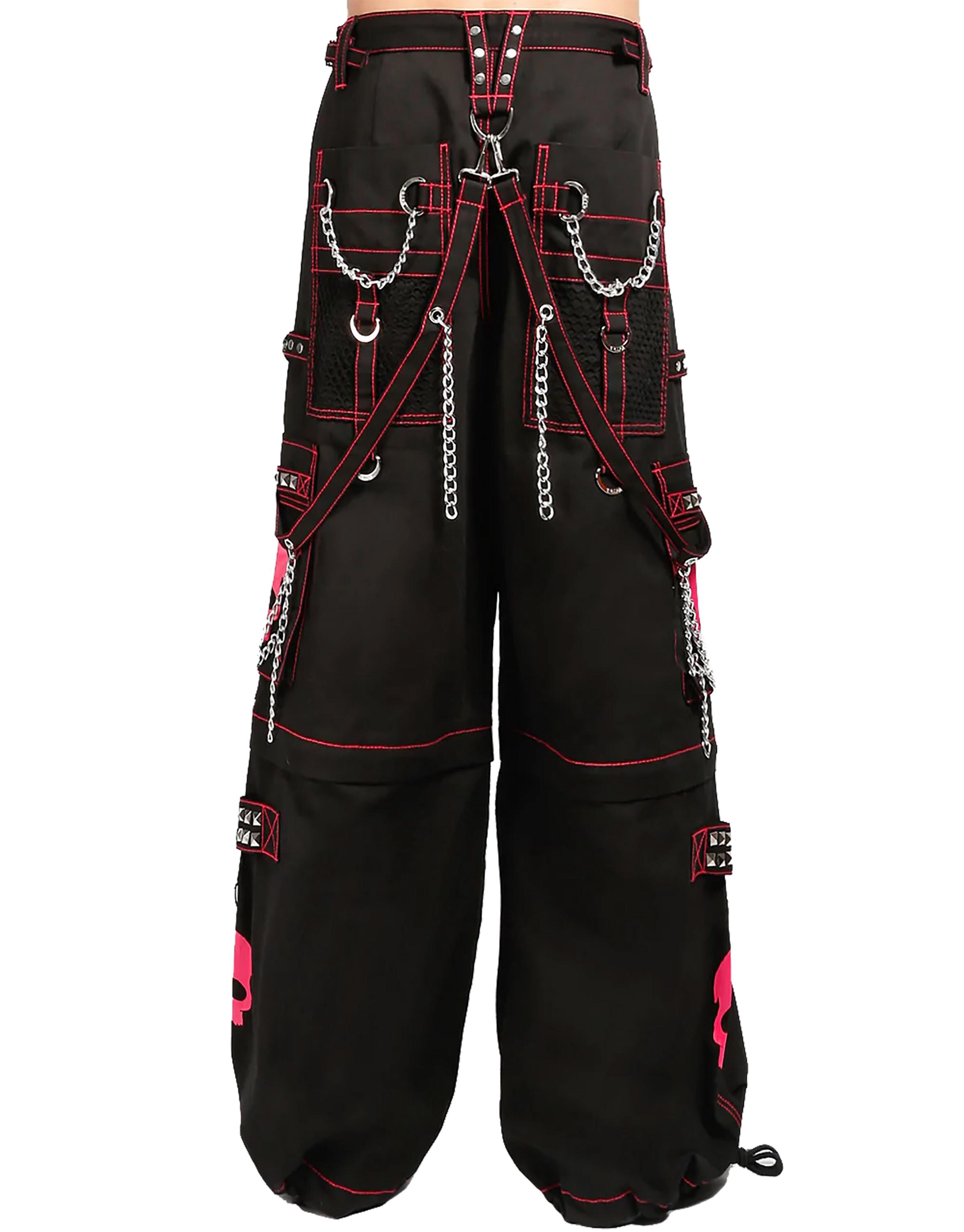 Gothic Cyberpunk Cargo Pants: Pink Skull Chains, Unisex Techwear - Etsy