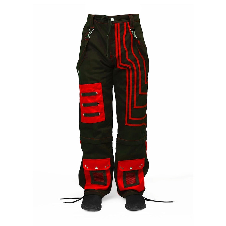 Cyberpunk Techwear Pants: Black & Red Baggy Gothic Streetwear - Etsy