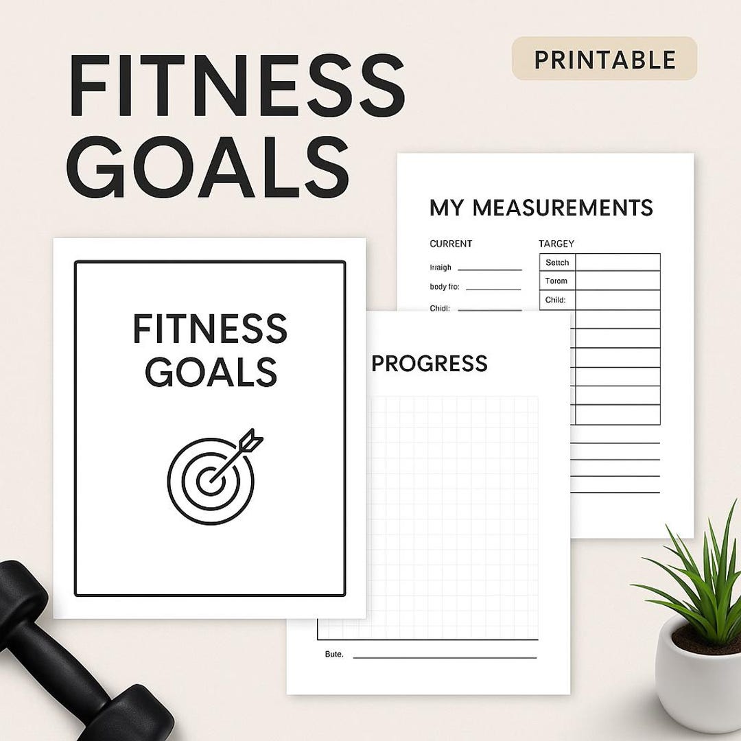 Printable Fitness Goals Tracker: Workout Progress Journal (PDF Download ...