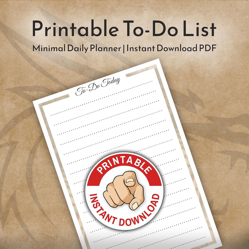 Minimal To-do List Printable | Daily Planner, A4 & US Letter (digital ...