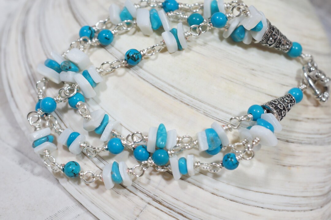 Natural Turquoise Bracelet Wire Wrap Silver Wire Multi Strand Bracelet ...