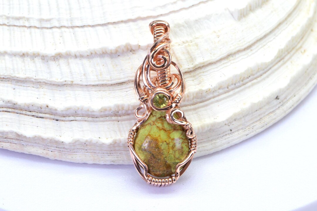 Rare Australian Gaspeite Copper Pendant Necklace: Healing Stone Jewelry ...