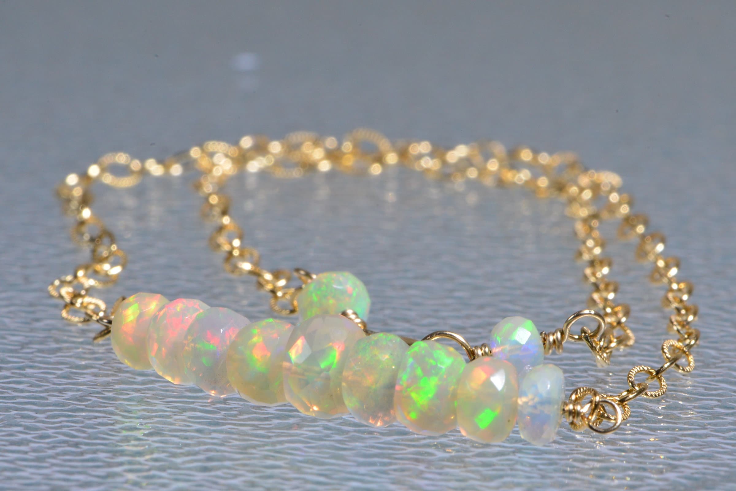 Dainty Ethiopian Opal Bar Necklace, 14K Gold Filled Chain - Etsy