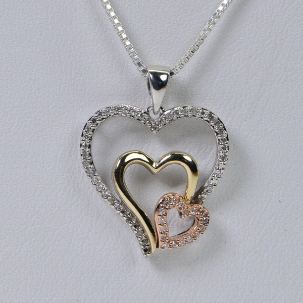 Triple Heart Pendant - Etsy