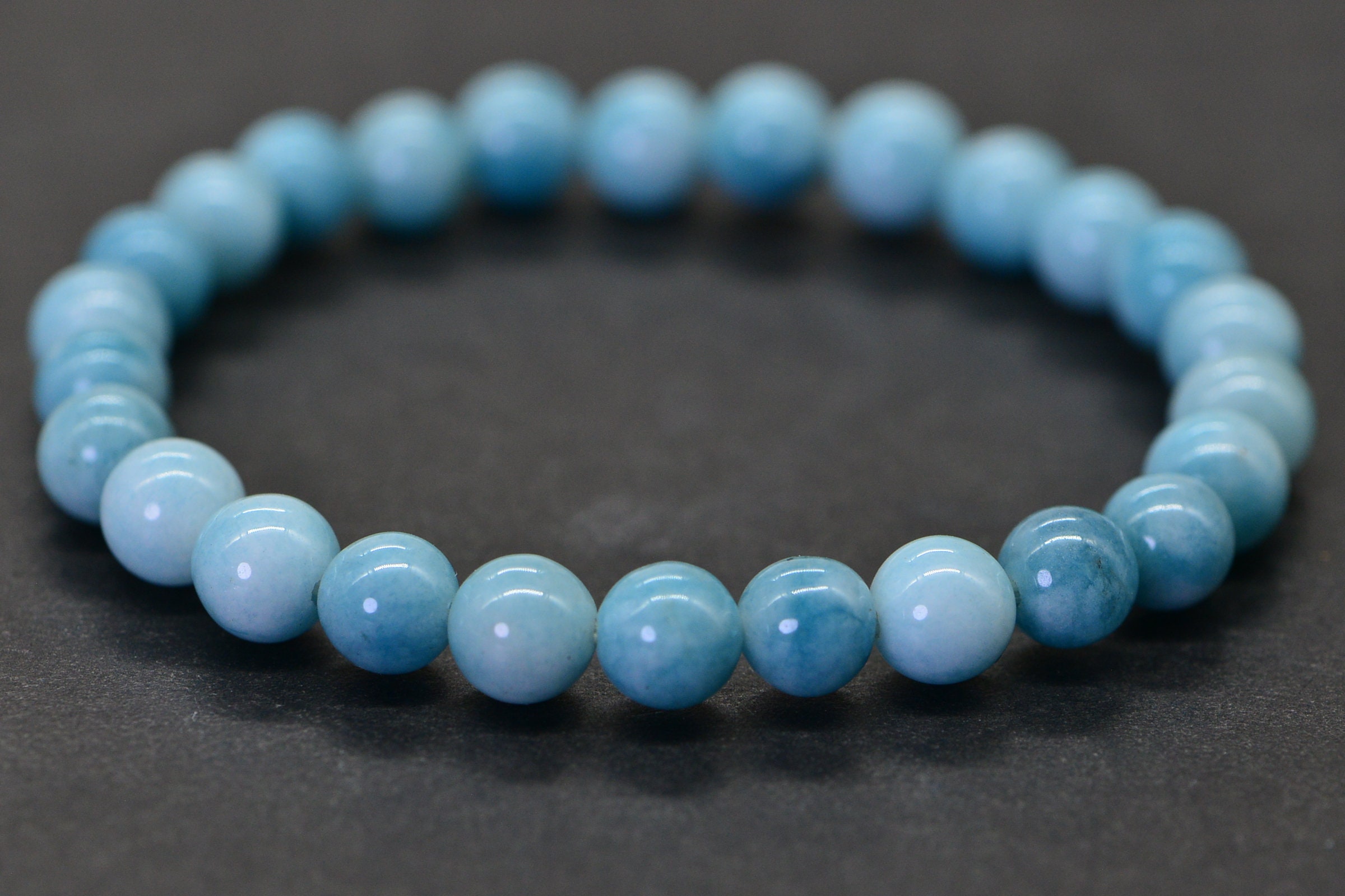 Larimar Quartz Bracelet: Blue 6mm Round Gemstone Beads - Etsy