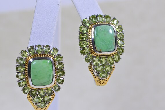 Green Turquoise and Peridot Stud Earrings Large Squar… - Gem
