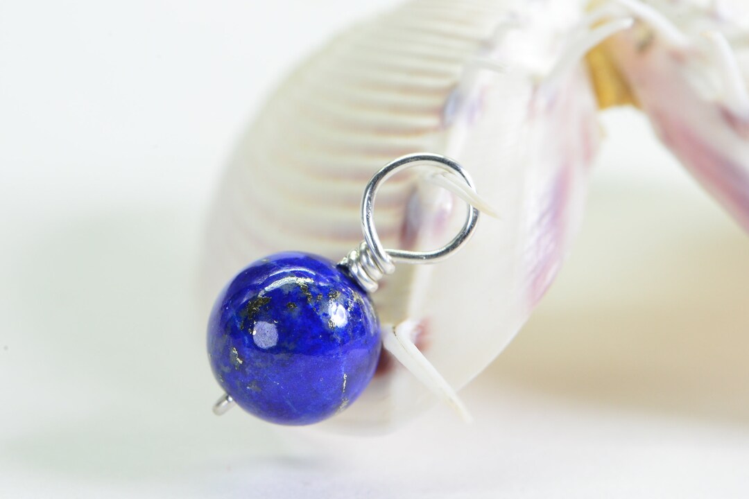 Natural Lapis Lapis Beads 8 Mm Wire Wrapped Head Pin Sterling Silver ...