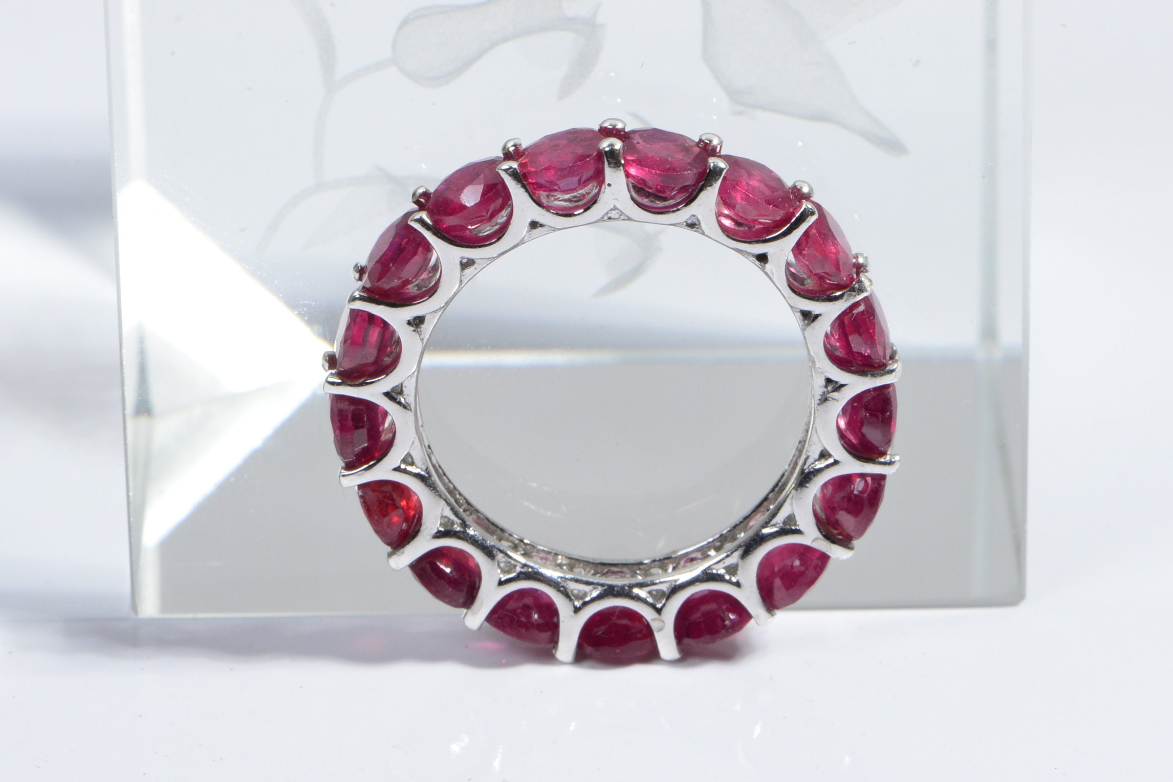 Natural Ruby Sterling Silver Stack Ring Birthstone Ruby Band | Etsy