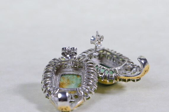 Green Turquoise and Peridot Stud Earrings Large Squar… - Gem