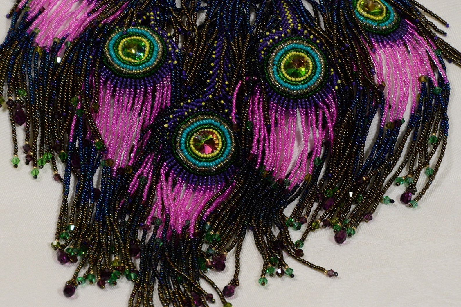 Beaded Peacock Necklace Statement Beadwork Necklace - Etsy