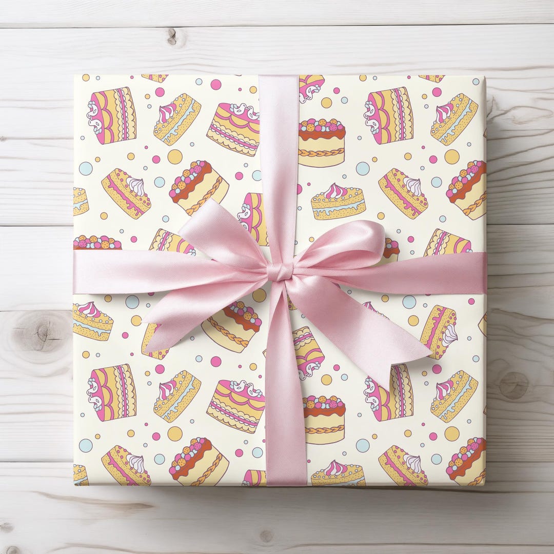 Cake Party Wrapping Paper, Sweet Treats Birthday Gift Wrap, Fun ...