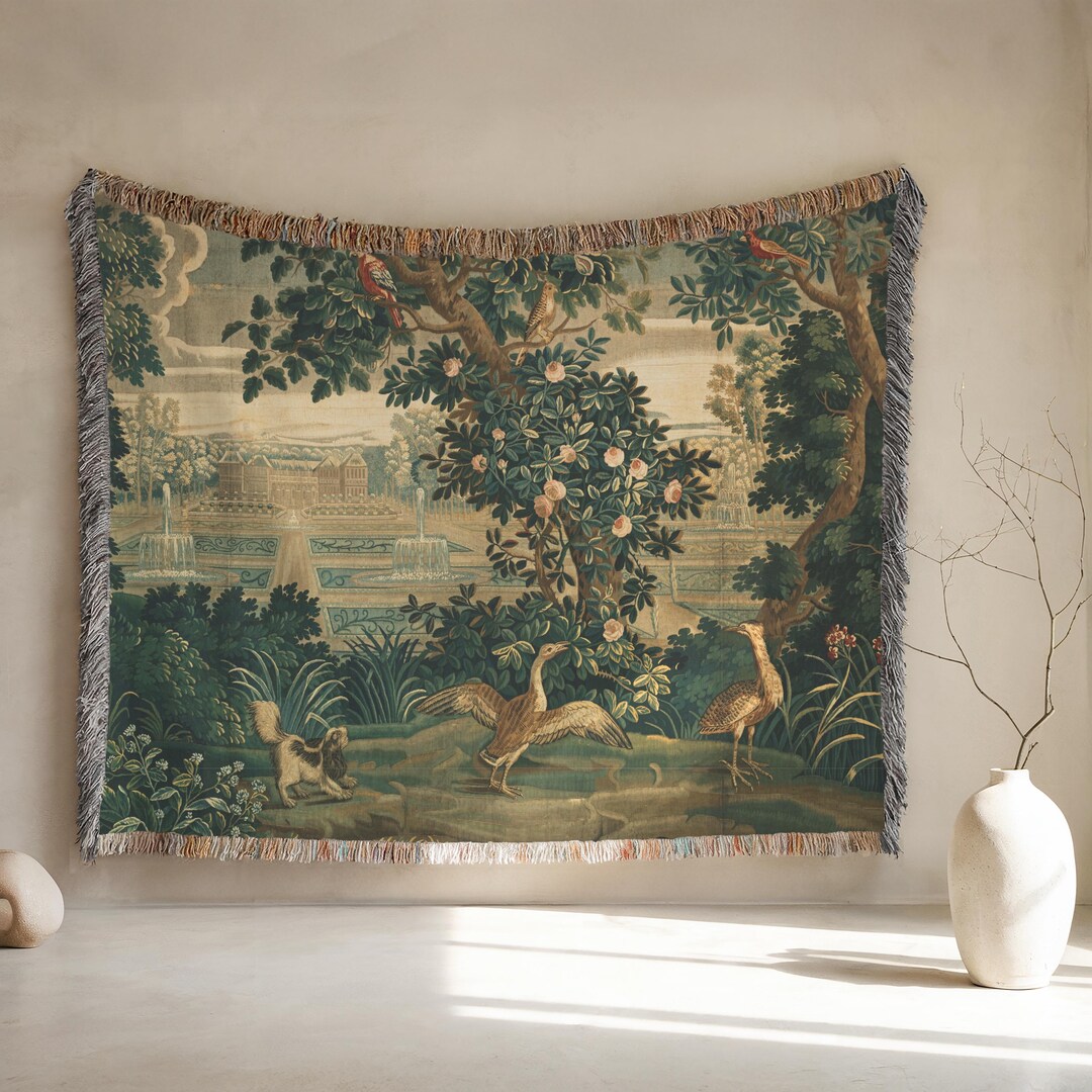 French Tapestry, Verdure Château and Garden Woven Wall Hanging, French ...