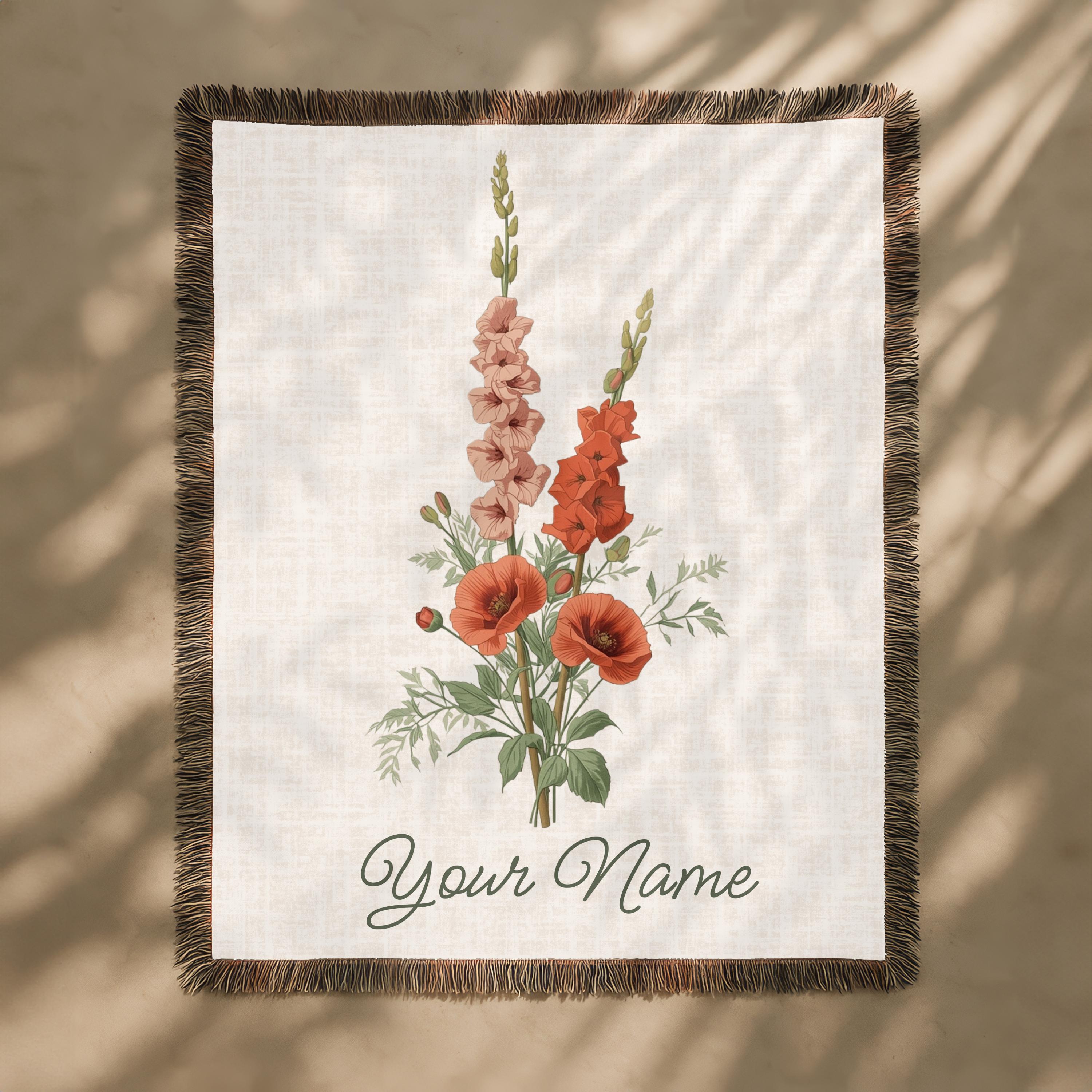 August Birth Month Flower Custom Tapestry, Floral Customizable Blanket ...