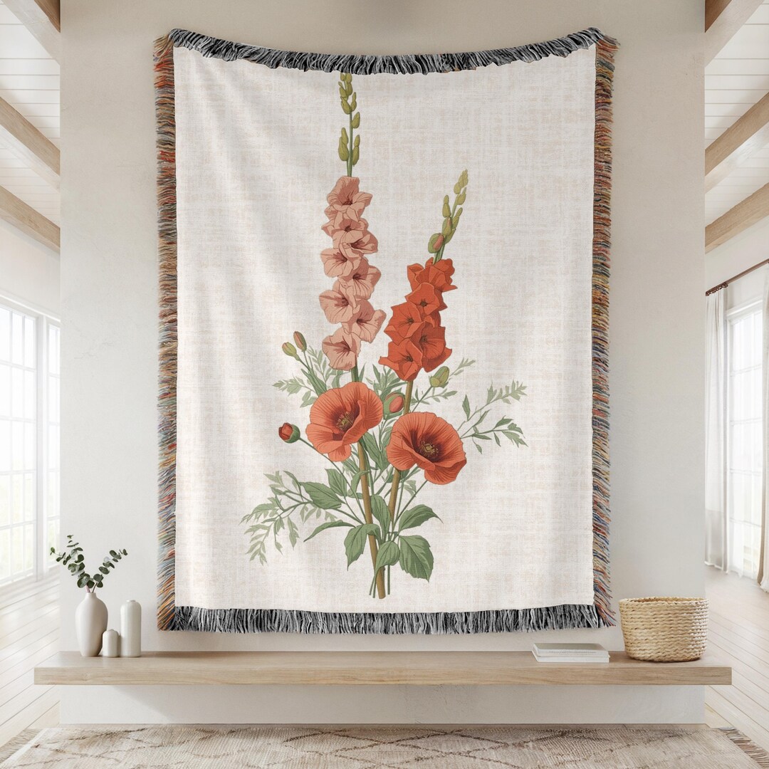 August Birth Month Flower Custom Tapestry, Floral Customizable Blanket ...