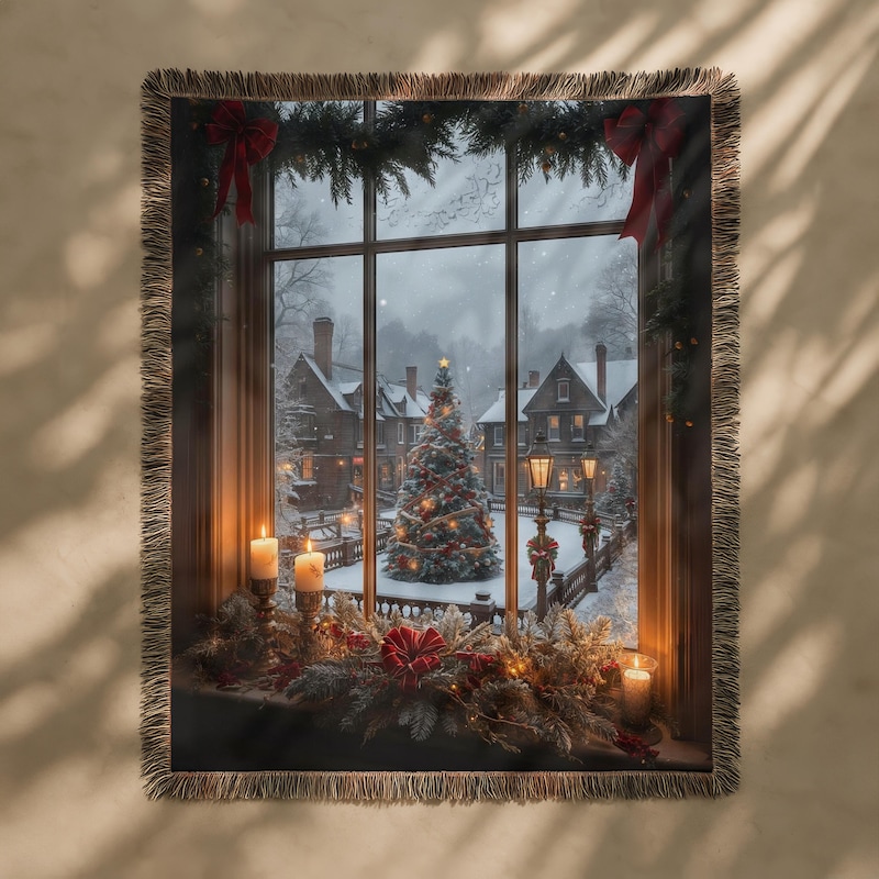 Snowy Village Tapestry - Etsy