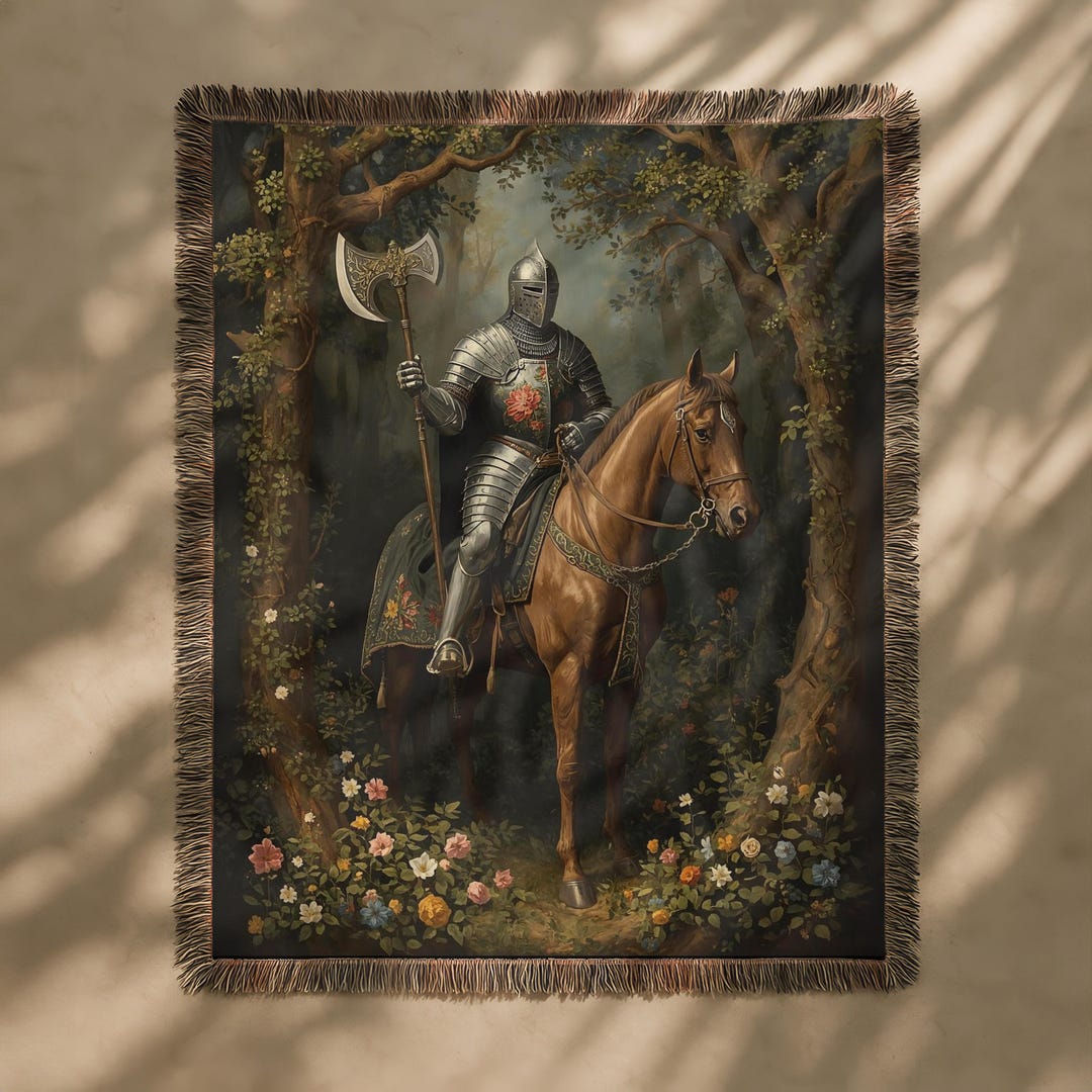 Medieval Tapestry Knight Decor, Forest Large Tapestry, Fantasy Book ...